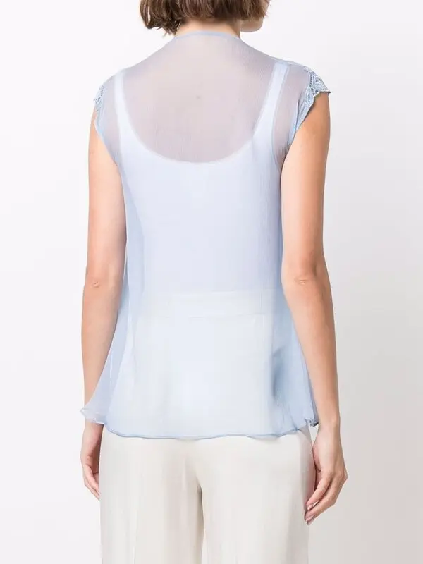 Alberta Ferretti Lace-embellished Silk Top