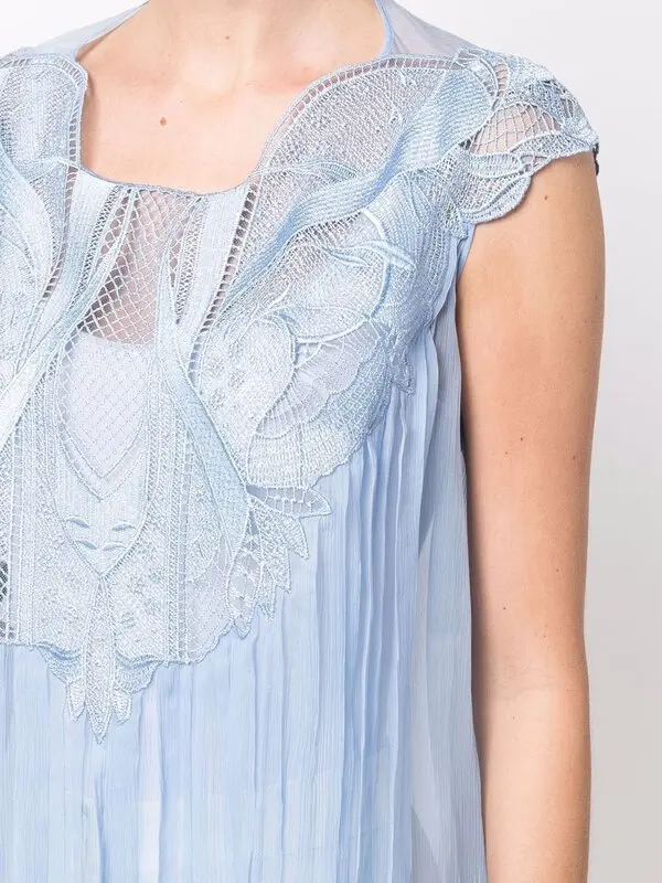 Alberta Ferretti Lace-embellished Silk Top