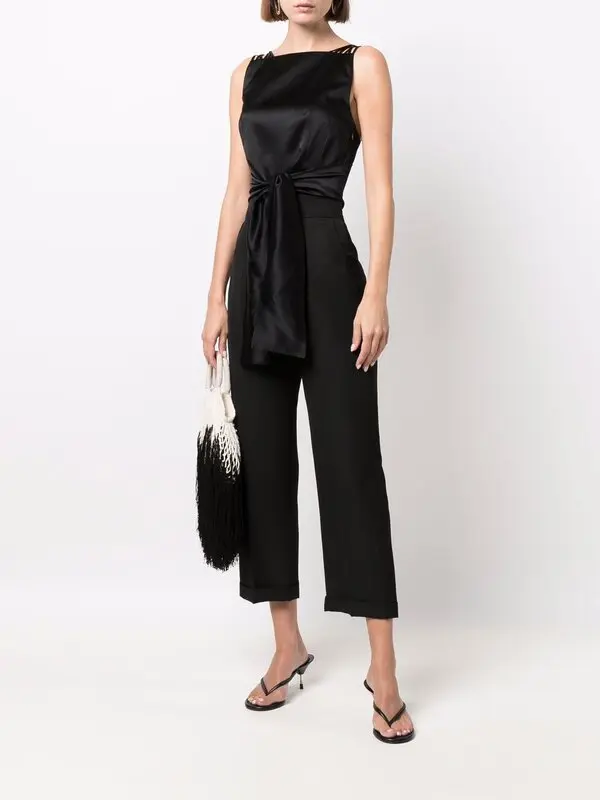Alberta Ferretti Silk Satin Tie-front Cropped Top
