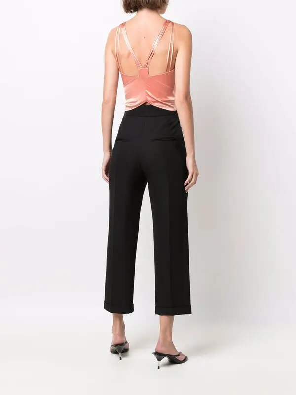 Alberta Ferretti Tie-front Silk-satin Cropped Top