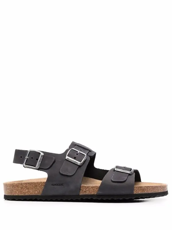 Geox Ghita Leather Sandals - Black