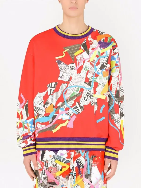 Dolce & Gabbana Patchwork-print Crewneck Sweatshirt
