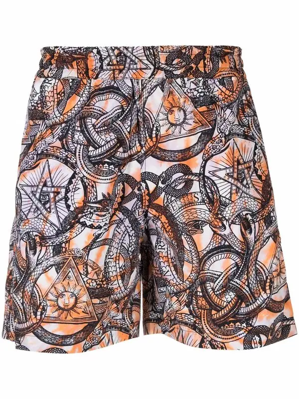 Aries Graphic-print Swim Shorts - Orange
