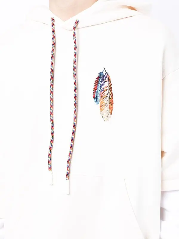 COUNTY OF MILAN Feather Embroidery Layered-sleeve Hoodie