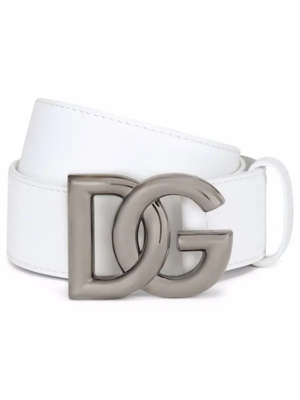 Dolce & Gabbana Dg-logo Leather Belt - White