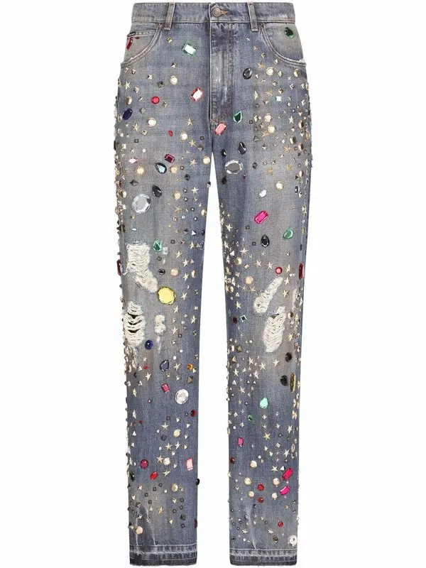Dolce & Gabbana Embellished Straight-leg Jeans