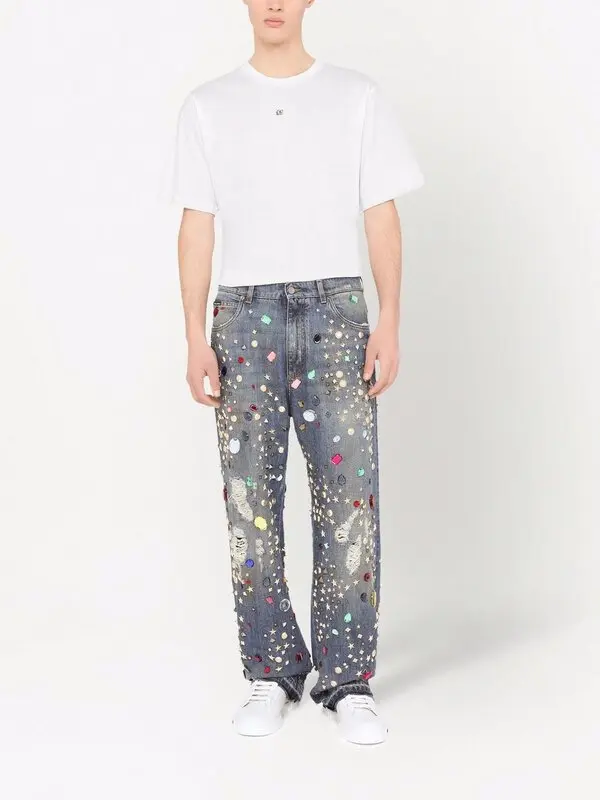 Dolce & Gabbana Embellished Straight-leg Jeans