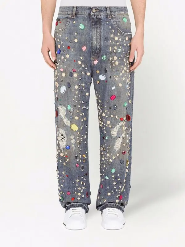 Dolce & Gabbana Embellished Straight-leg Jeans