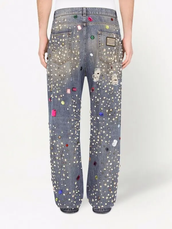 Dolce & Gabbana Embellished Straight-leg Jeans