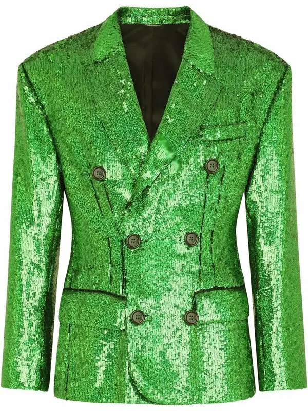 Dolce & Gabbana Sequin-embellished Double-breasted Blazer - Green