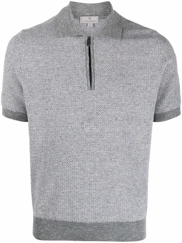 Canali Cotton Zip-up Polo Shirt
