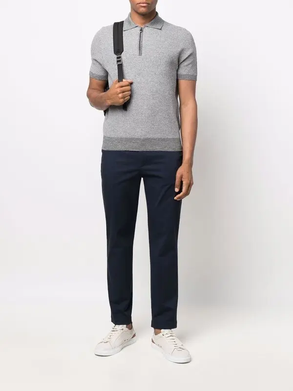 Canali Cotton Zip-up Polo Shirt