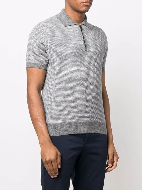 Canali Cotton Zip-up Polo Shirt