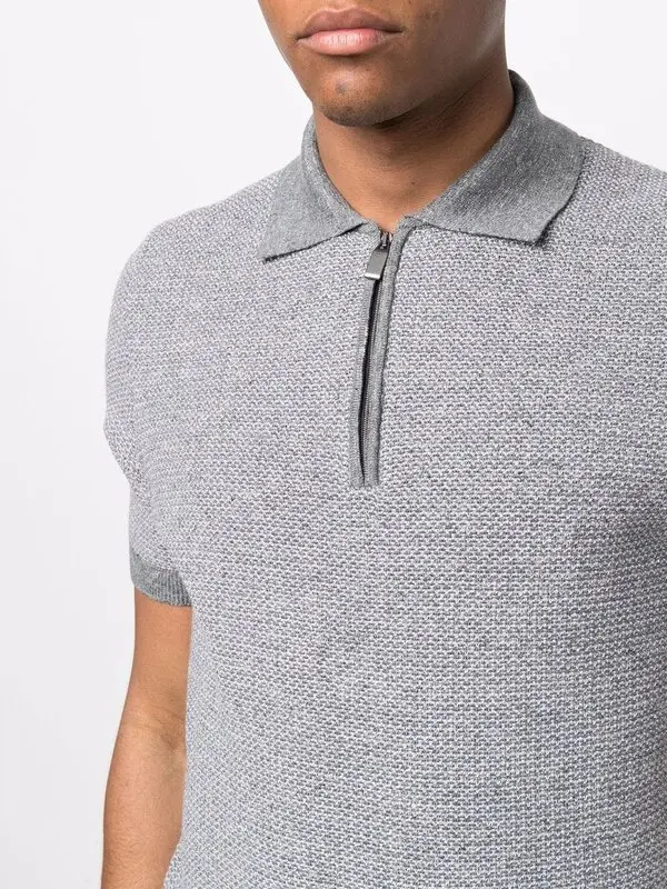 Canali Cotton Zip-up Polo Shirt