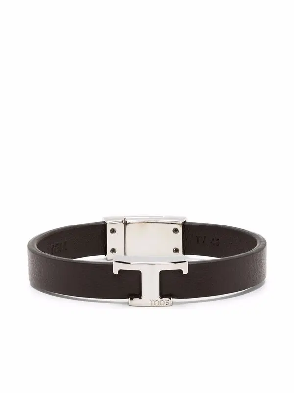 TOD'S Logo-plaque Leather Bracelet - Brown