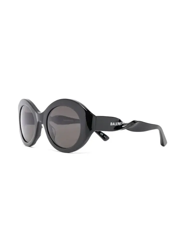 Balenciaga Twist Round-Frame Sunglasses - Black | Editorialist display picture 3