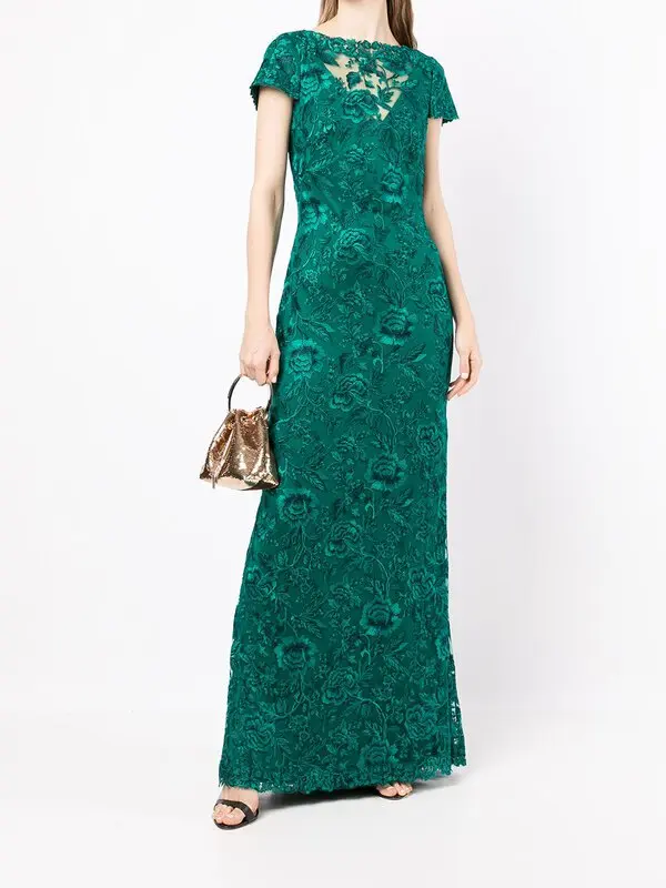 tadashi shoji green lace dress Embroidered Tulle Gown - vestidos largos