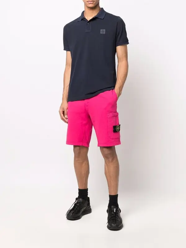 Stone Island Logo-patch Track Shorts - Pink