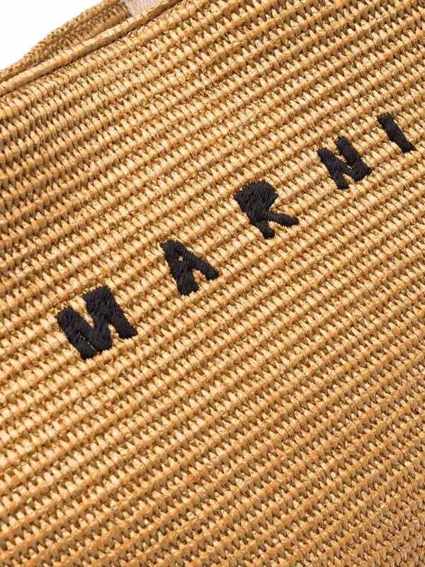 Marni Logo-embroidered Raffia Tote