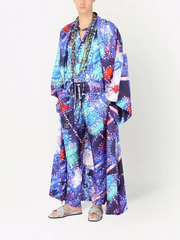 Dolce & Gabbana Luminaire-print Silk Pajama Trousers - Blue