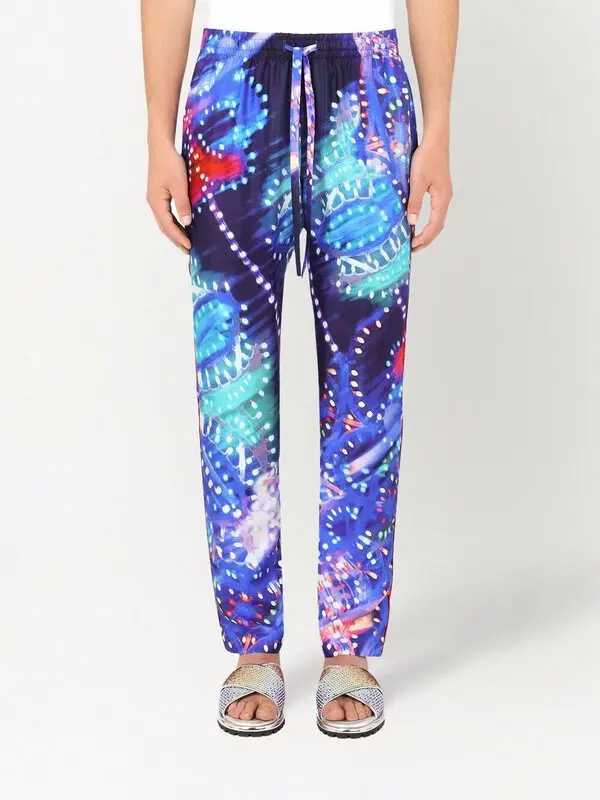 Dolce & Gabbana Luminaire-print Silk Pajama Trousers - Blue