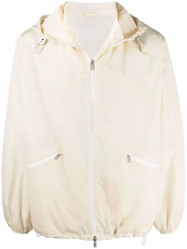 JIL SANDER Zip-up Hooded Jacket - Neutrals
