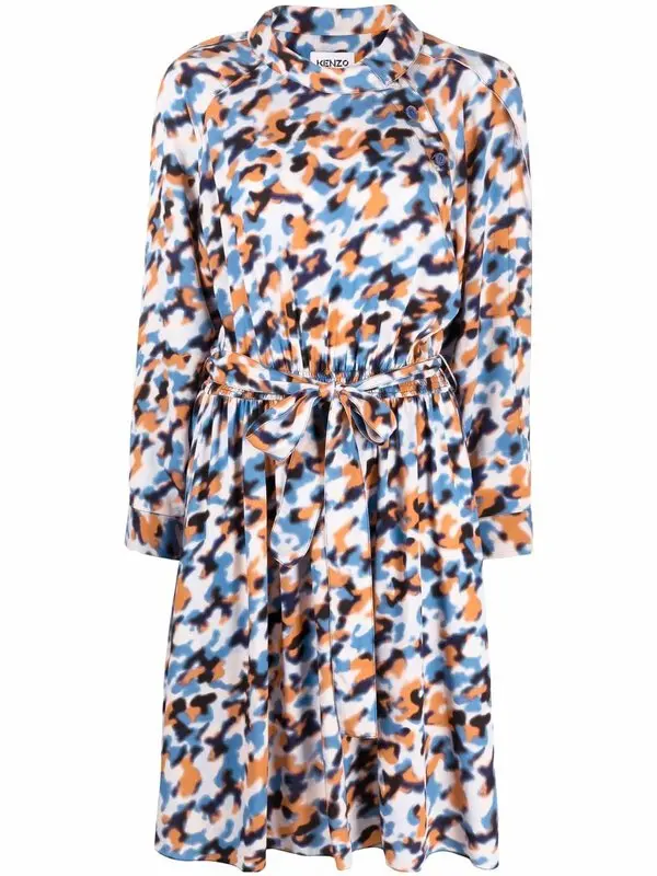 Kenzo Abstract-print Midi Dress - Blue