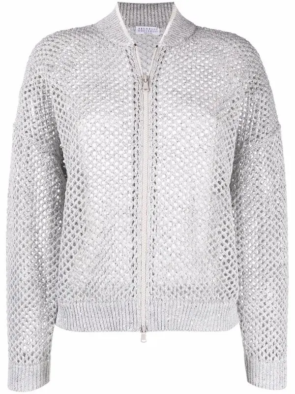 Brunello Cucinelli Crochet-knit Bomber Jacket