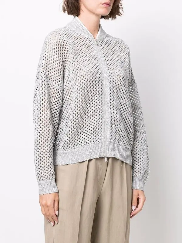 Brunello Cucinelli Crochet-knit Bomber Jacket
