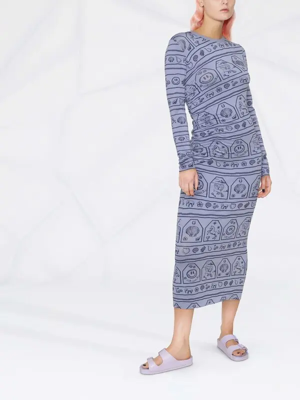 GANNI Zodiac Logo-print Stretch-jersey Dress