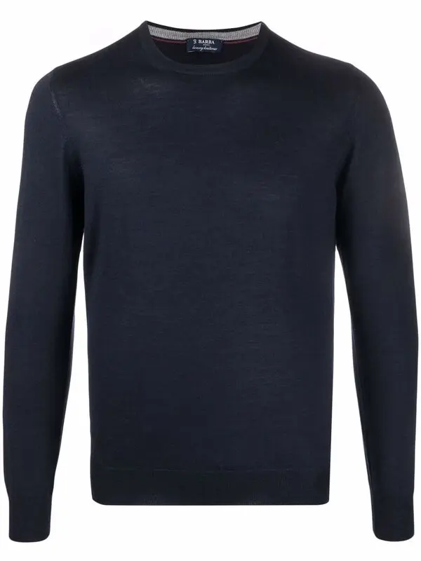 BARBA NAPOLI Fine-knit Crew-neck Jumper - Blue