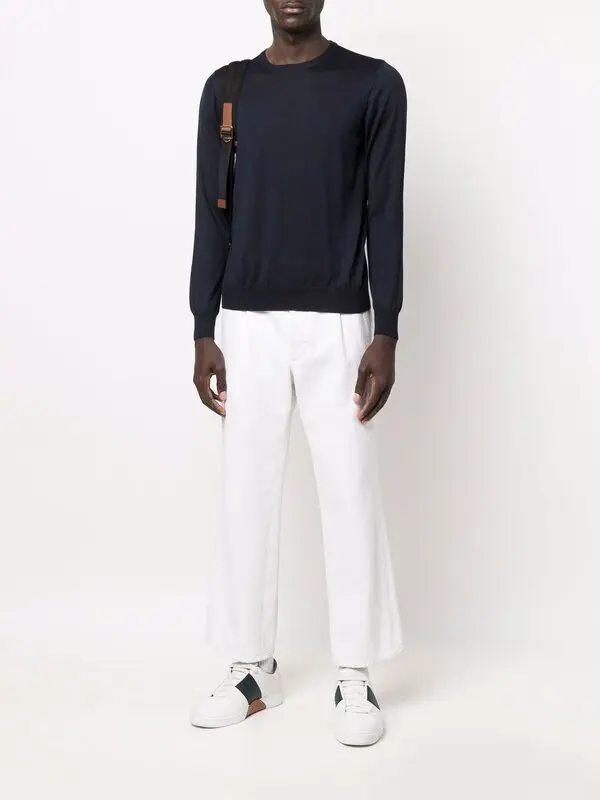 BARBA NAPOLI Fine-knit Crew-neck Jumper - Blue