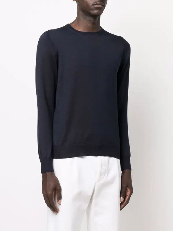 BARBA NAPOLI Fine-knit Crew-neck Jumper - Blue