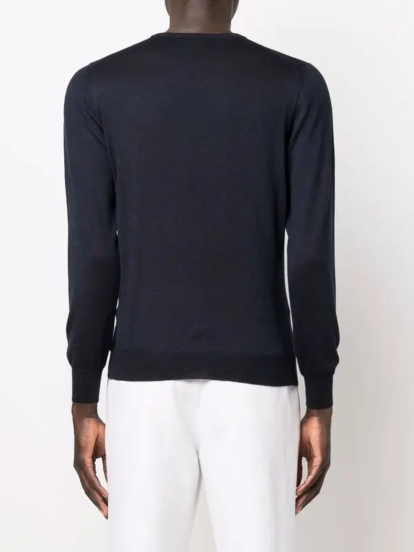 BARBA NAPOLI Fine-knit Crew-neck Jumper - Blue