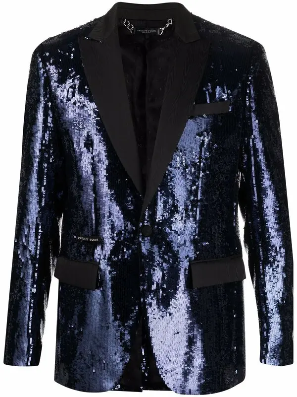 Philipp Plein Embellished Single-breasted Blazer - Blue