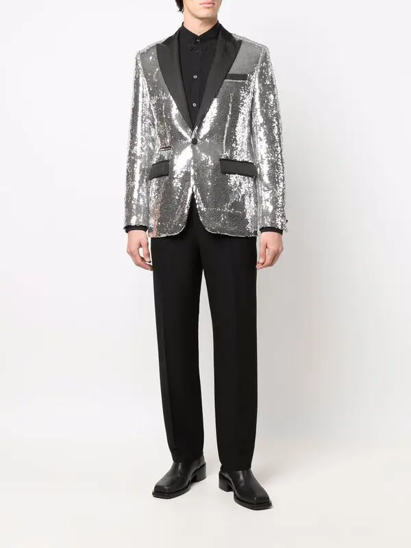 Philipp Plein Sequin-embellished Single-breasted Blazer - Grey