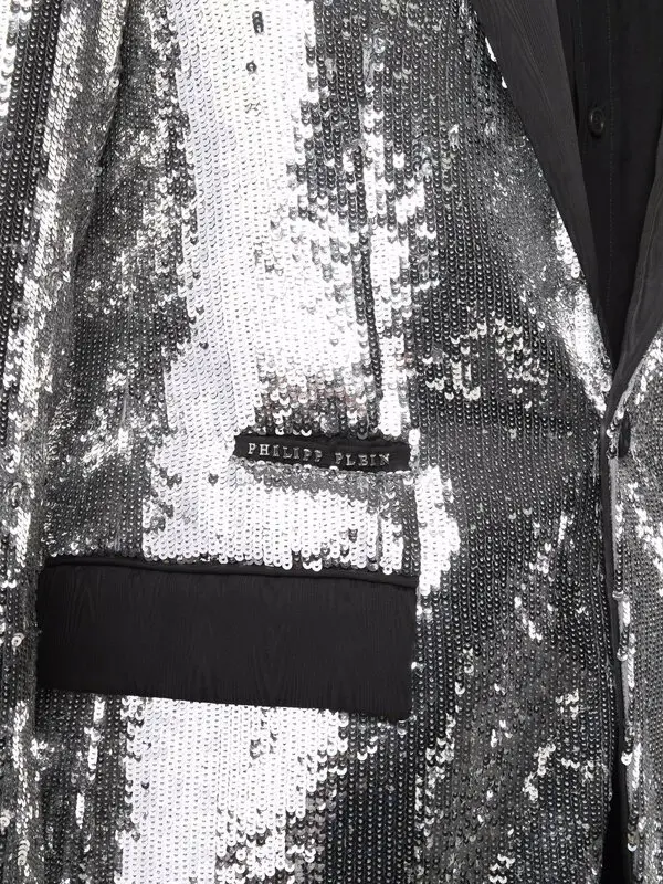 Philipp Plein Sequin-embellished Single-breasted Blazer - Grey