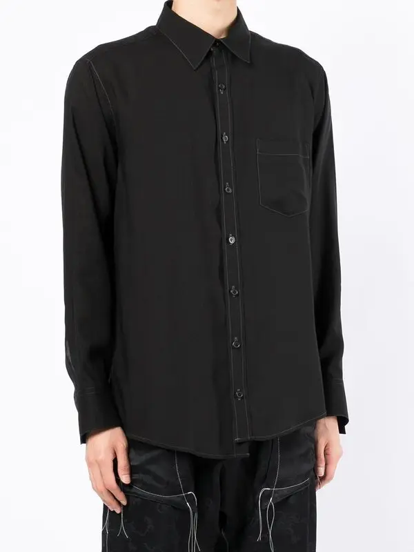 SULVAM Contrast-stitch Long-sleeve Shirt
