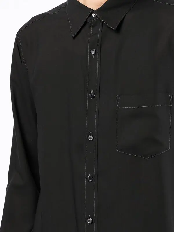 SULVAM Contrast-stitch Long-sleeve Shirt