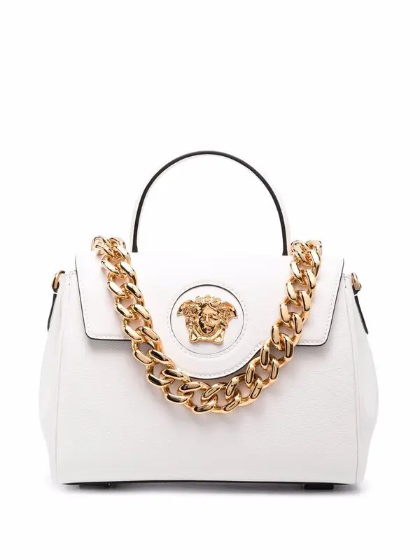 Versace La Medusa Leather Handbag - White