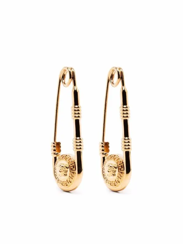Versace Safety Pin Medusa Earrings - Gold