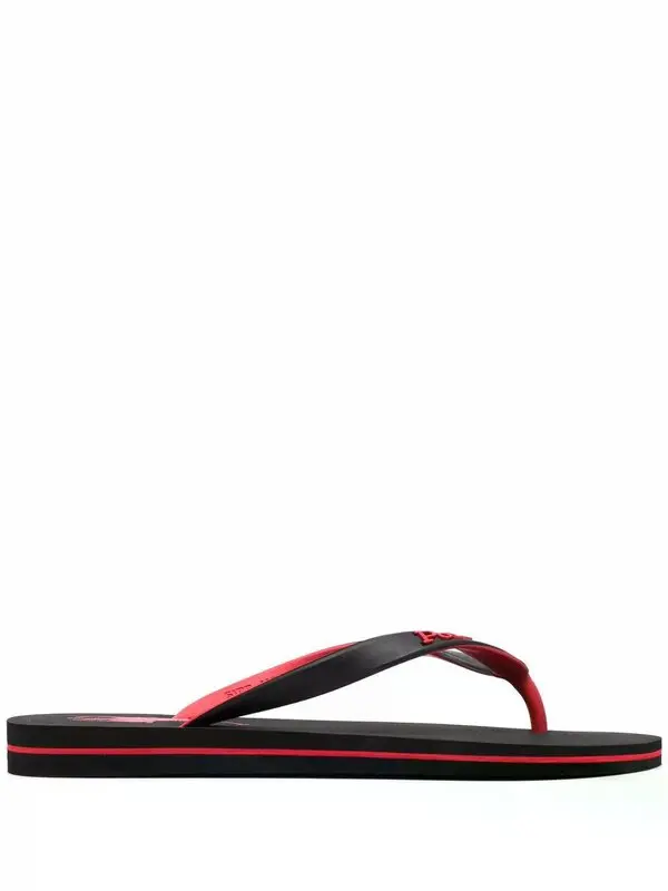 Polo Ralph Lauren Logo-patch Flip Flops - Black