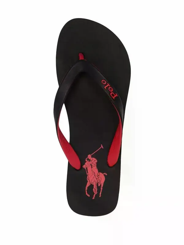 Polo Ralph Lauren Logo-patch Flip Flops - Black