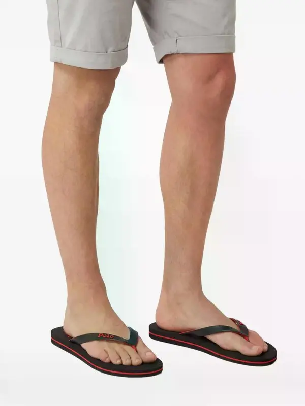 Polo Ralph Lauren Logo-patch Flip Flops - Black