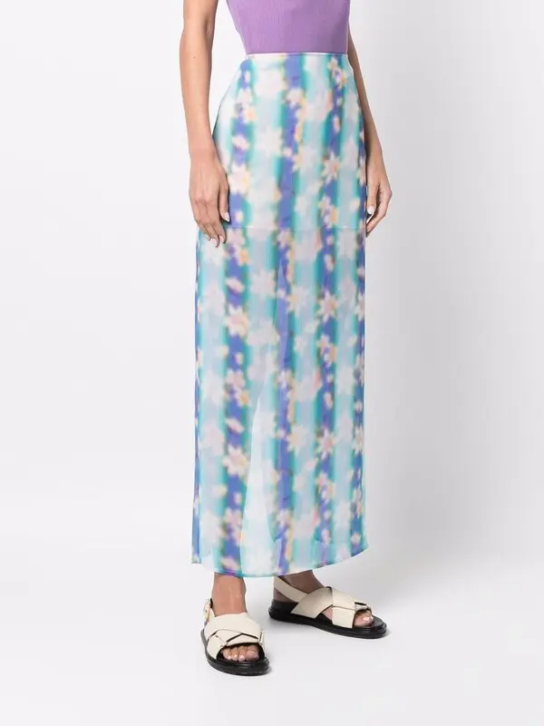 Nina Ricci Floral-print Straight Maxi Skirt