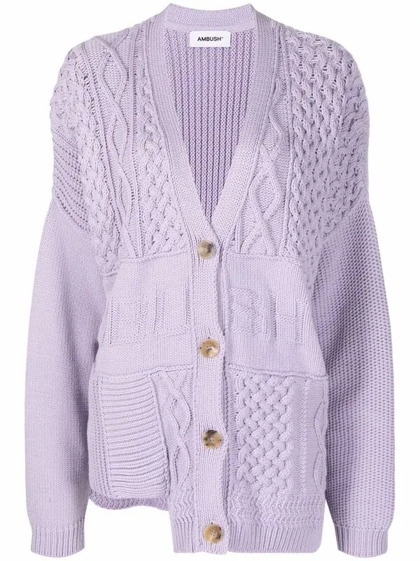 AMBUSH Patchwork Knitted Cardigan - Purple