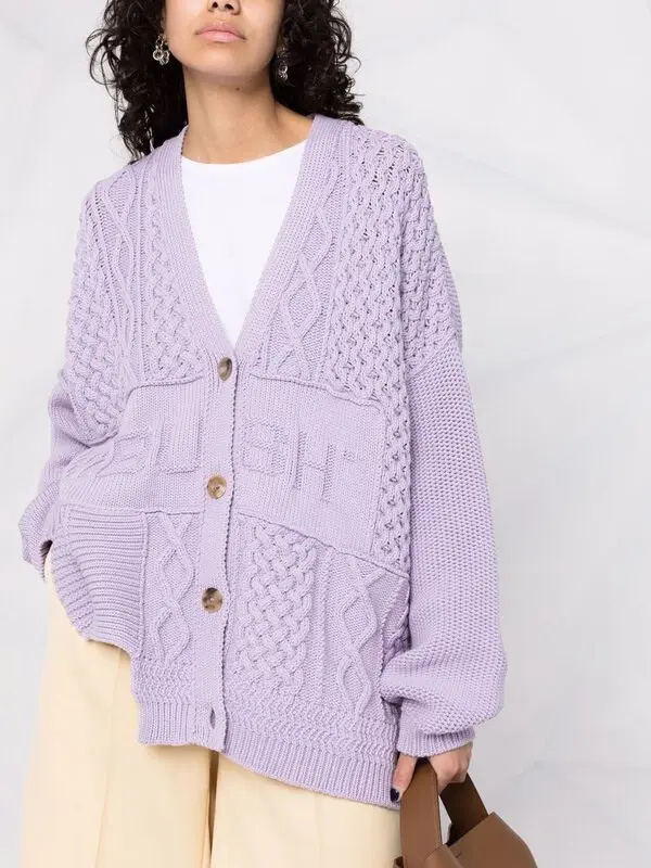 AMBUSH Patchwork Knitted Cardigan - Purple