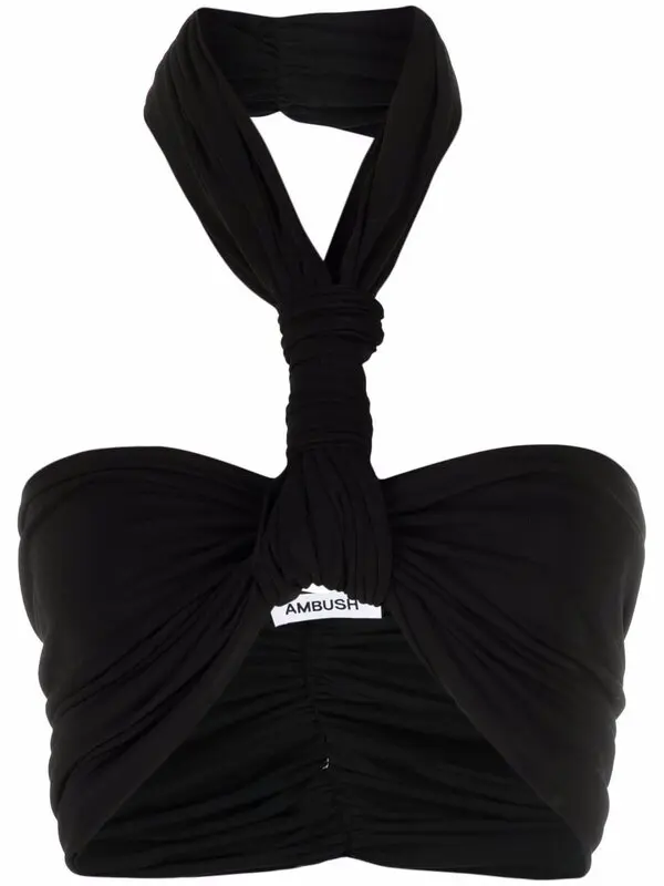 AMBUSH Twist Halterneck Ruched Cropped Top