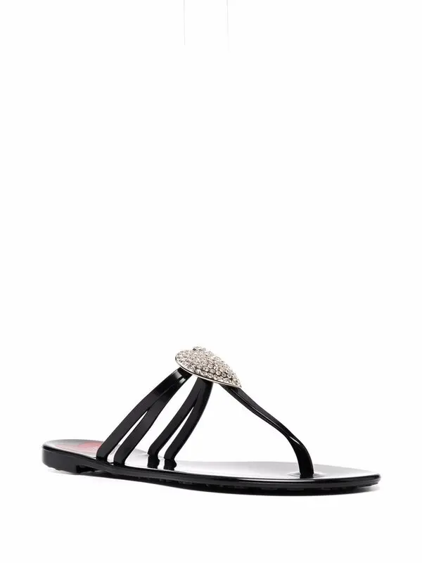 Moschino Embellished Heart Flip-flop Sandals