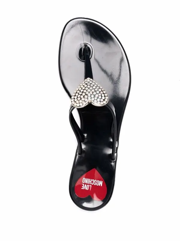 Moschino Embellished Heart Flip-flop Sandals